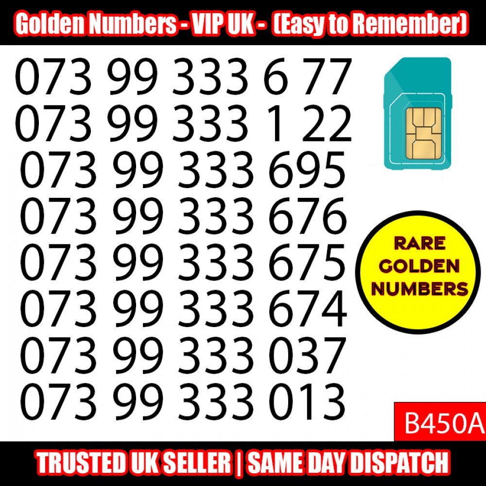 Gold Easy Mobile Number Memorable Platinum VIP UK Pay As You Go SIM Lot ...