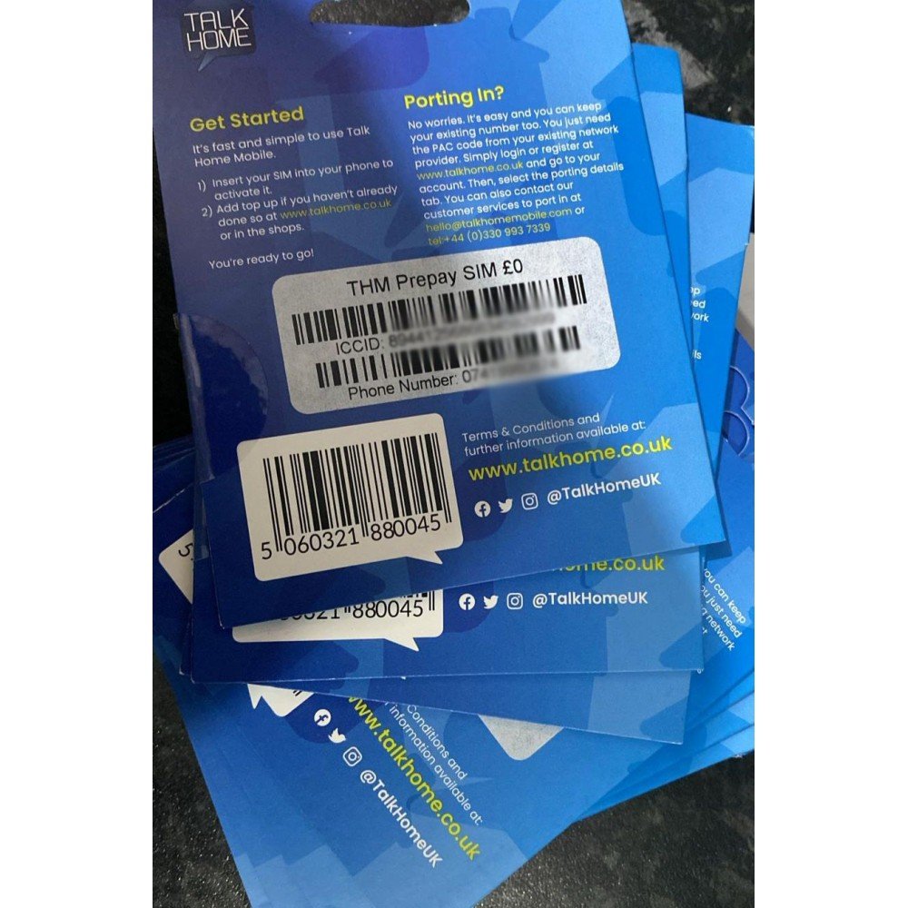 FREE Talk Home Mobile UK Sim Card Standard Micro Nano