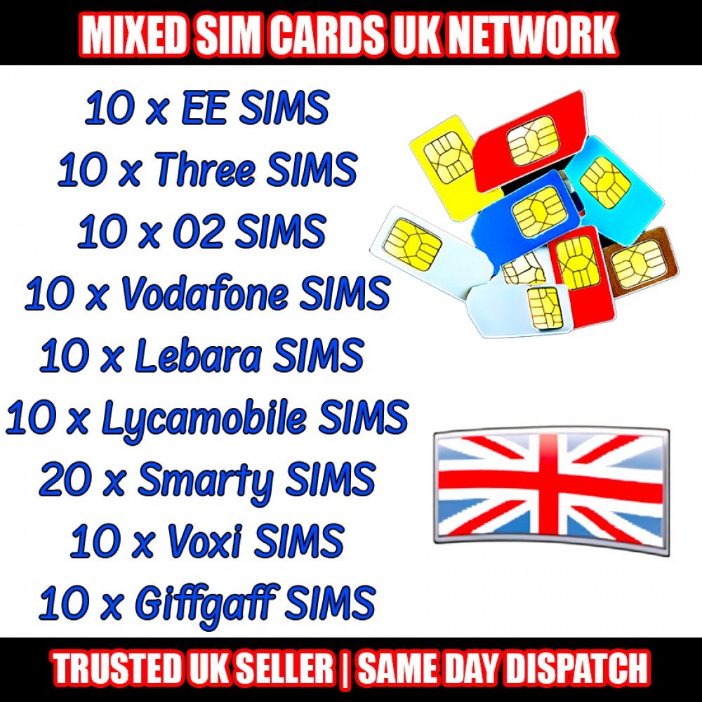 100 x Mixed UK Network PAYG SIM Cards - Affordable & Versatile Mobile ...