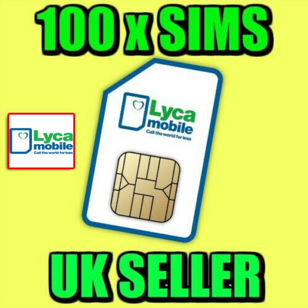 100 Lycamobile Pay As You Go UK Sim Cards Bulk Joblot