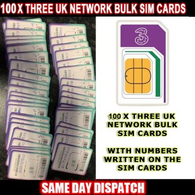 FREE 3 Mobile Sim Card UK Network With Numbers Written On Sim Card