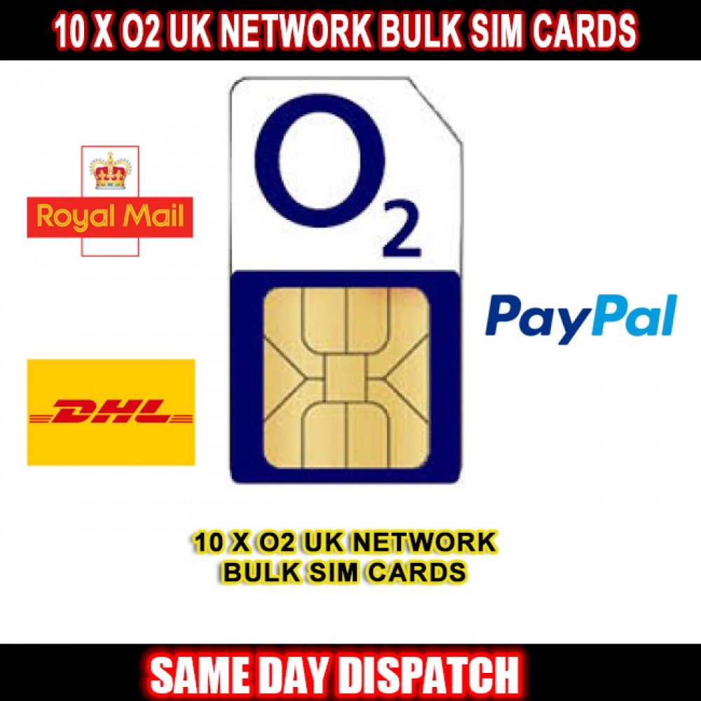 Buy 10 x O2 UK Network Bulk Sim Cards - PayPal