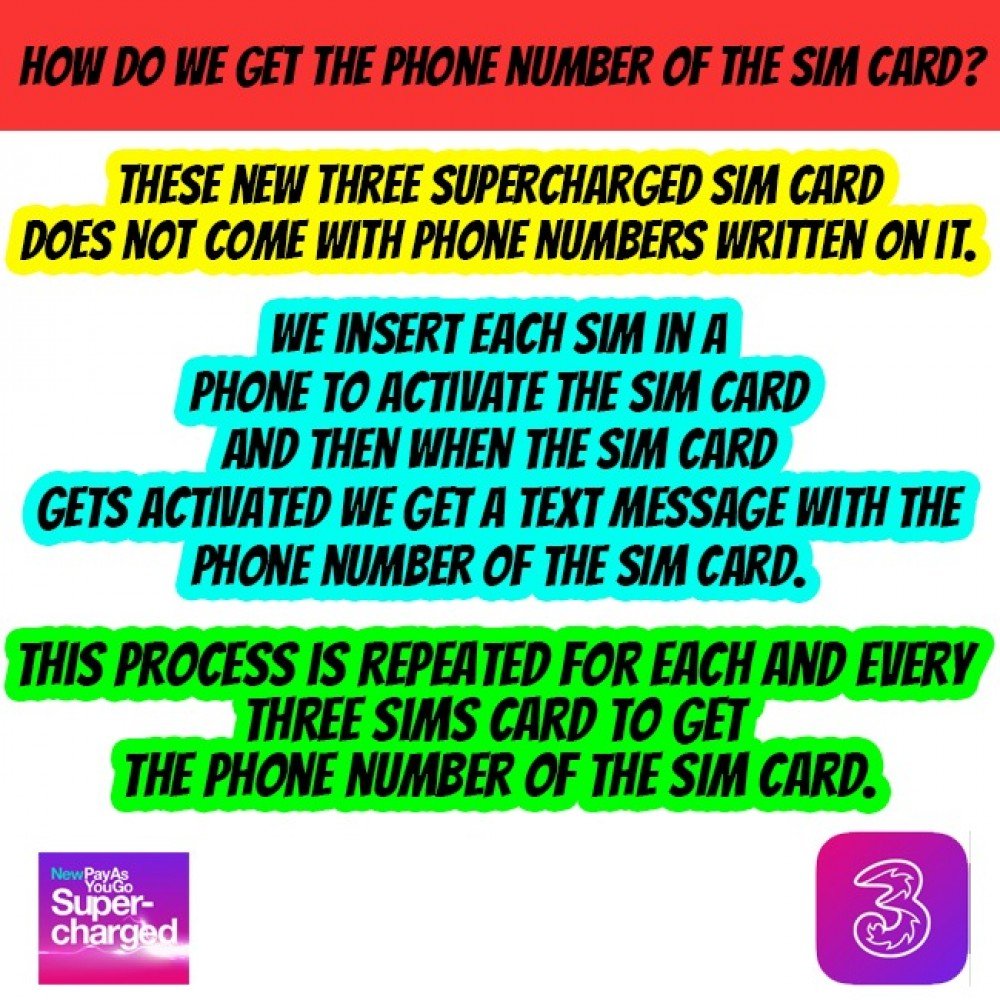100 3 (Three) Pay As You Go UK Network Sim Cards - Active & Ready to USE