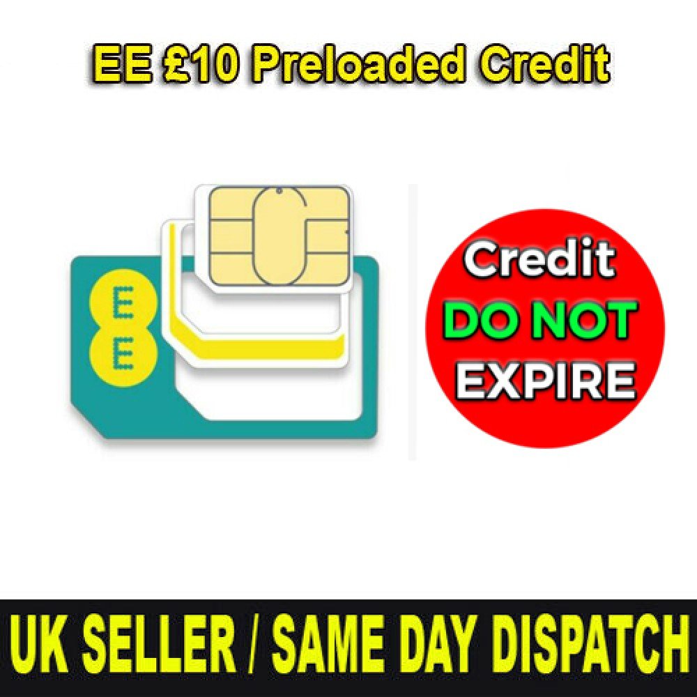 £10 EE Preloaded UK Network Pay As You Go SIM Card - CREDIT DO NOT EXPIRE