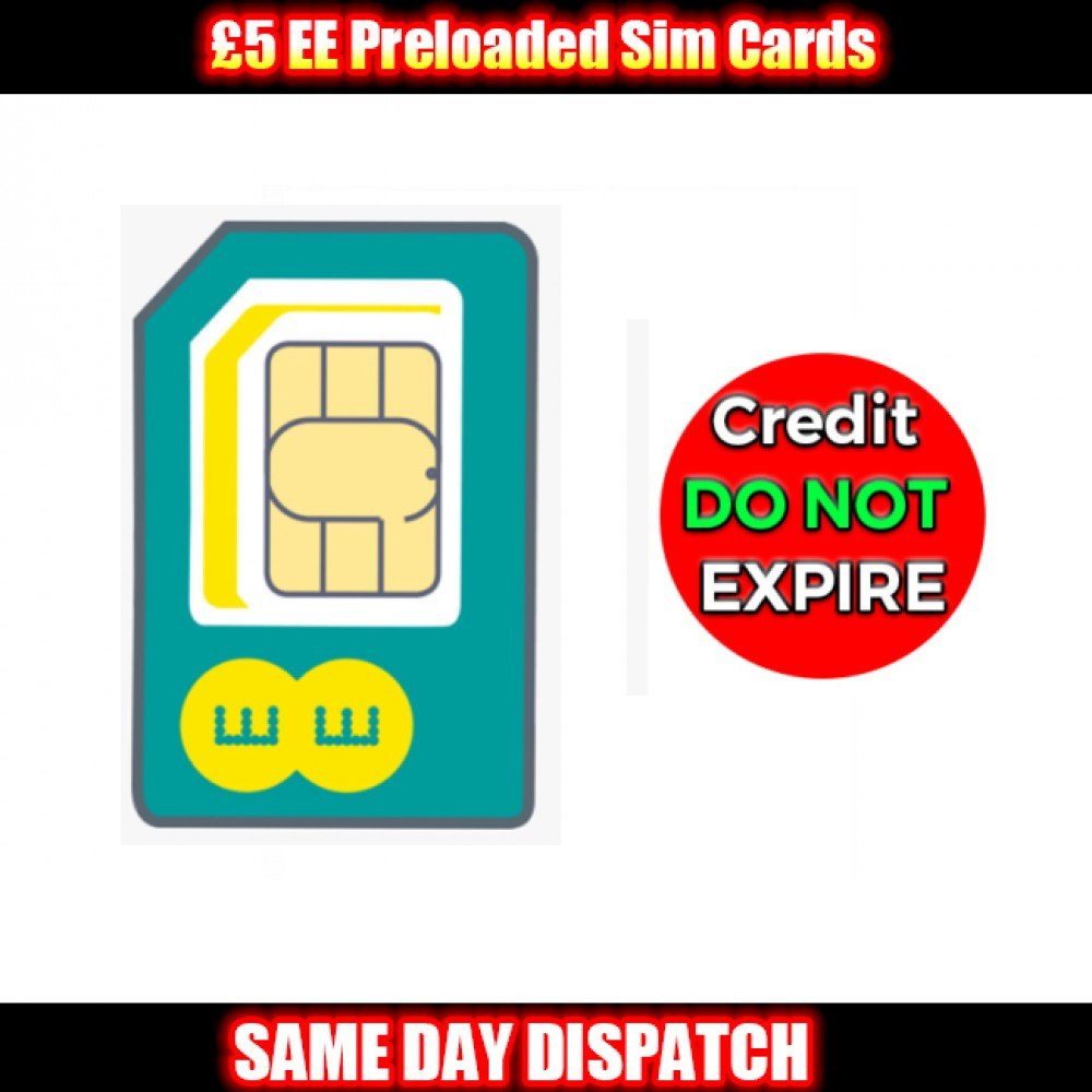 £5 EE Preloaded UK Network SIM Card - PAYG Activated Sim