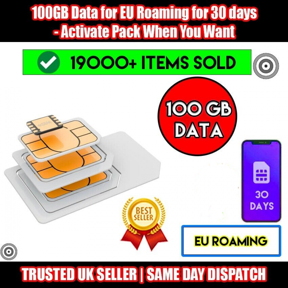 100GB Data for EU Roaming for 30 days