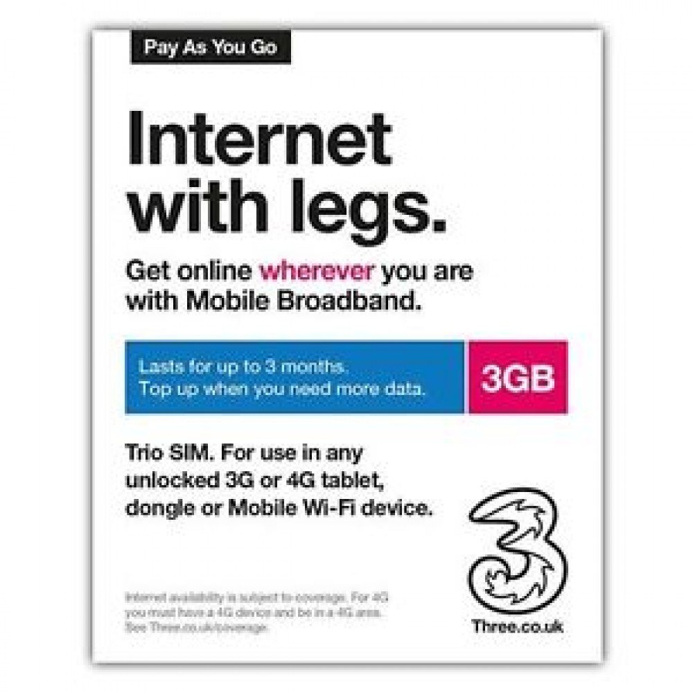 Three 3GB Data Sim - UK Mobile Network - Fast Delivery