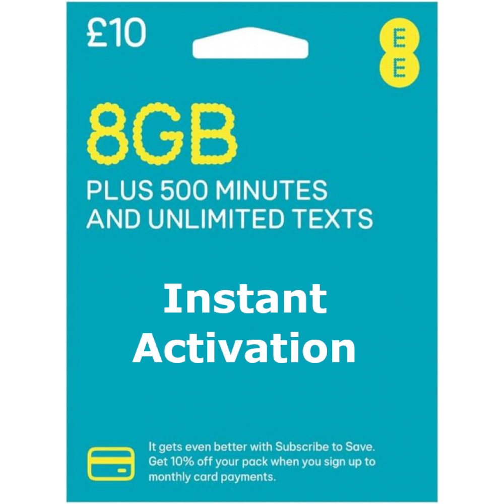 EE PAYG SIM Card £10 Bundle Activation
