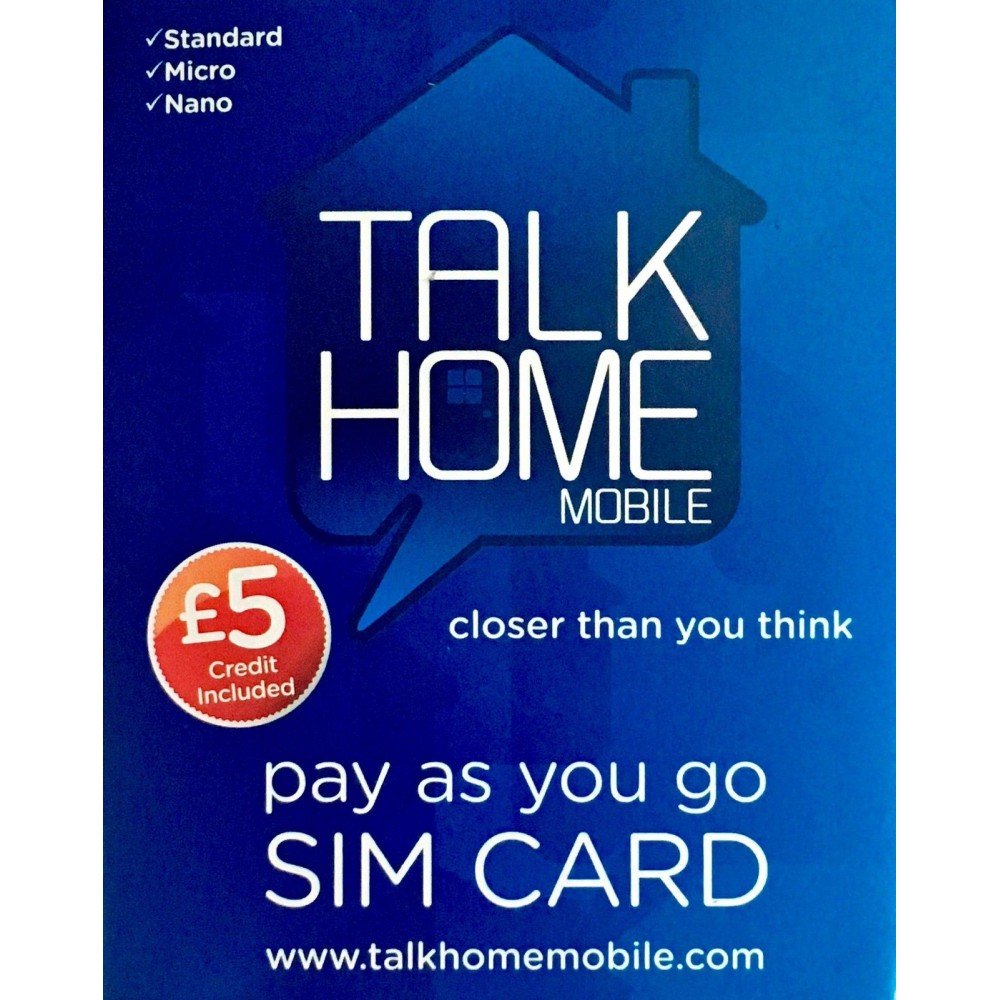 FREE Talk Home Mobile UK Sim Card Standard Micro Nano